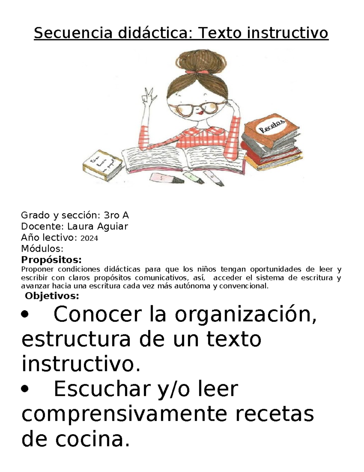 Secuencia Didáctica: Texto Instructivo para 3ro A - 2024 - Studocu