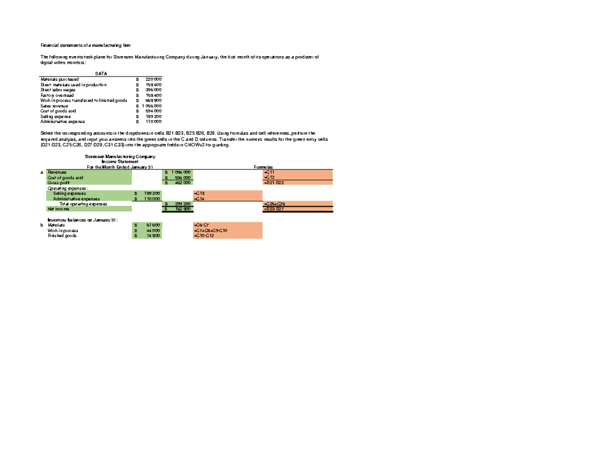 1-2 Problem Set Module 1: Income Statement Analysis for Sorensen Mfg ...