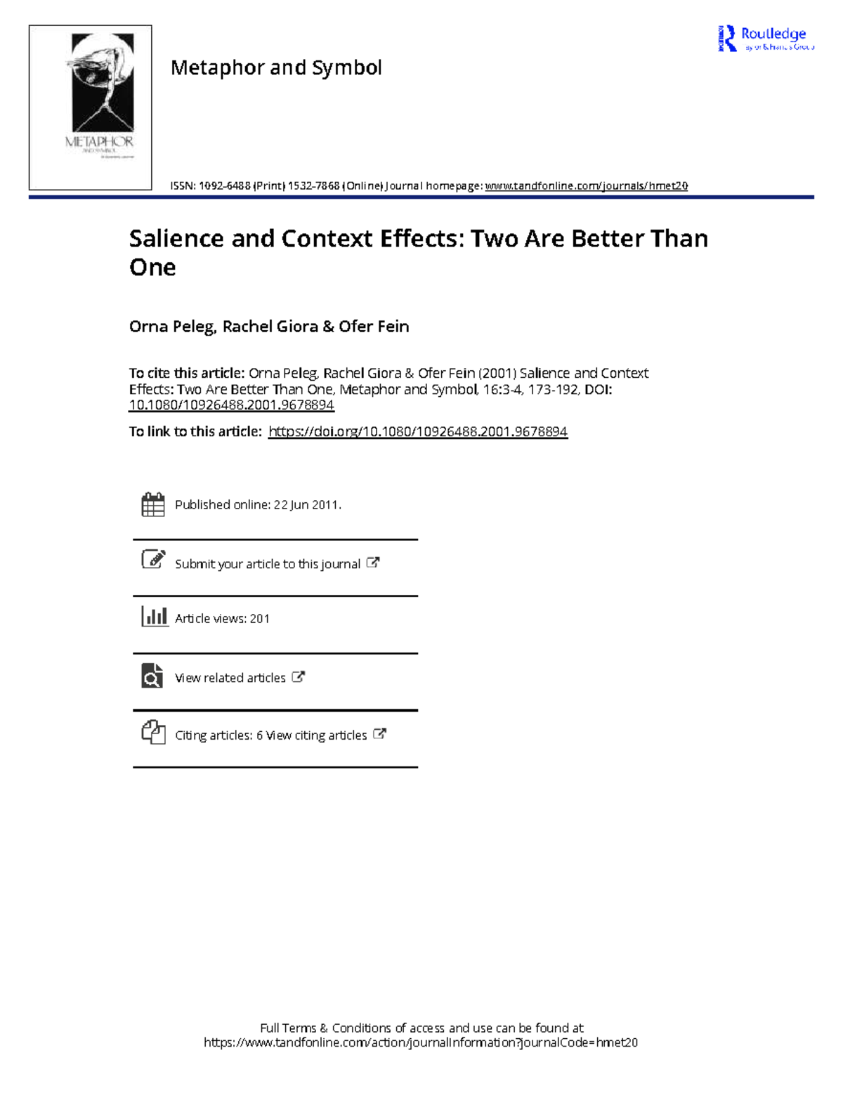 Salience and Context Effects: Parallel Mechanisms in Language ...