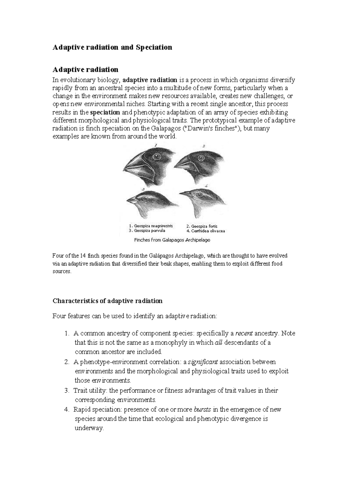 Lesson 5 Notes - Adaptive Radiation and Speciation in Evolutionary ...
