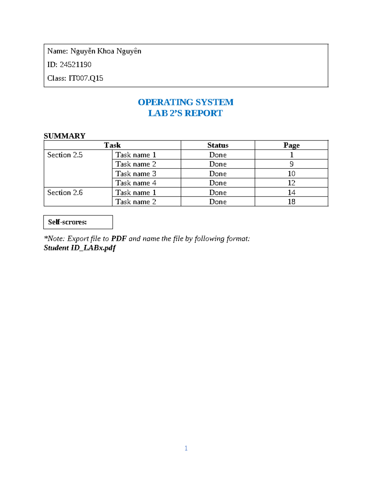 IT007.Q15 Operating System Lab Report Summary (2025-2026) - Studocu