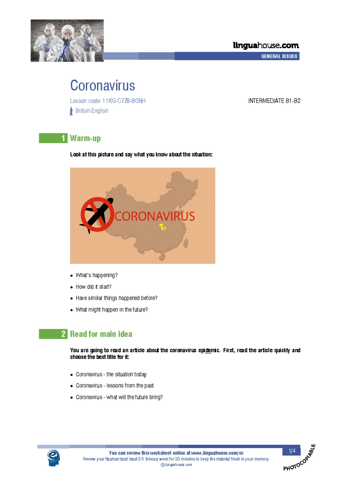 Coronavirus british english intermediate b1 b2 group british english ...