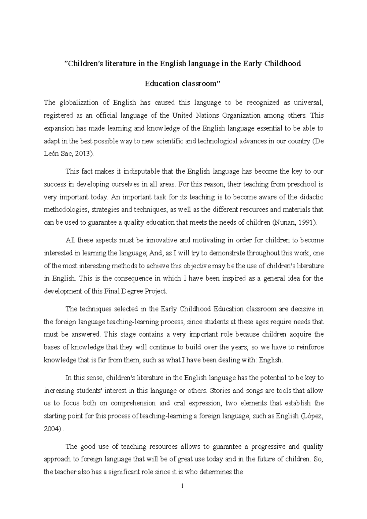 Children's literature in the English language in the Early Childhood ...