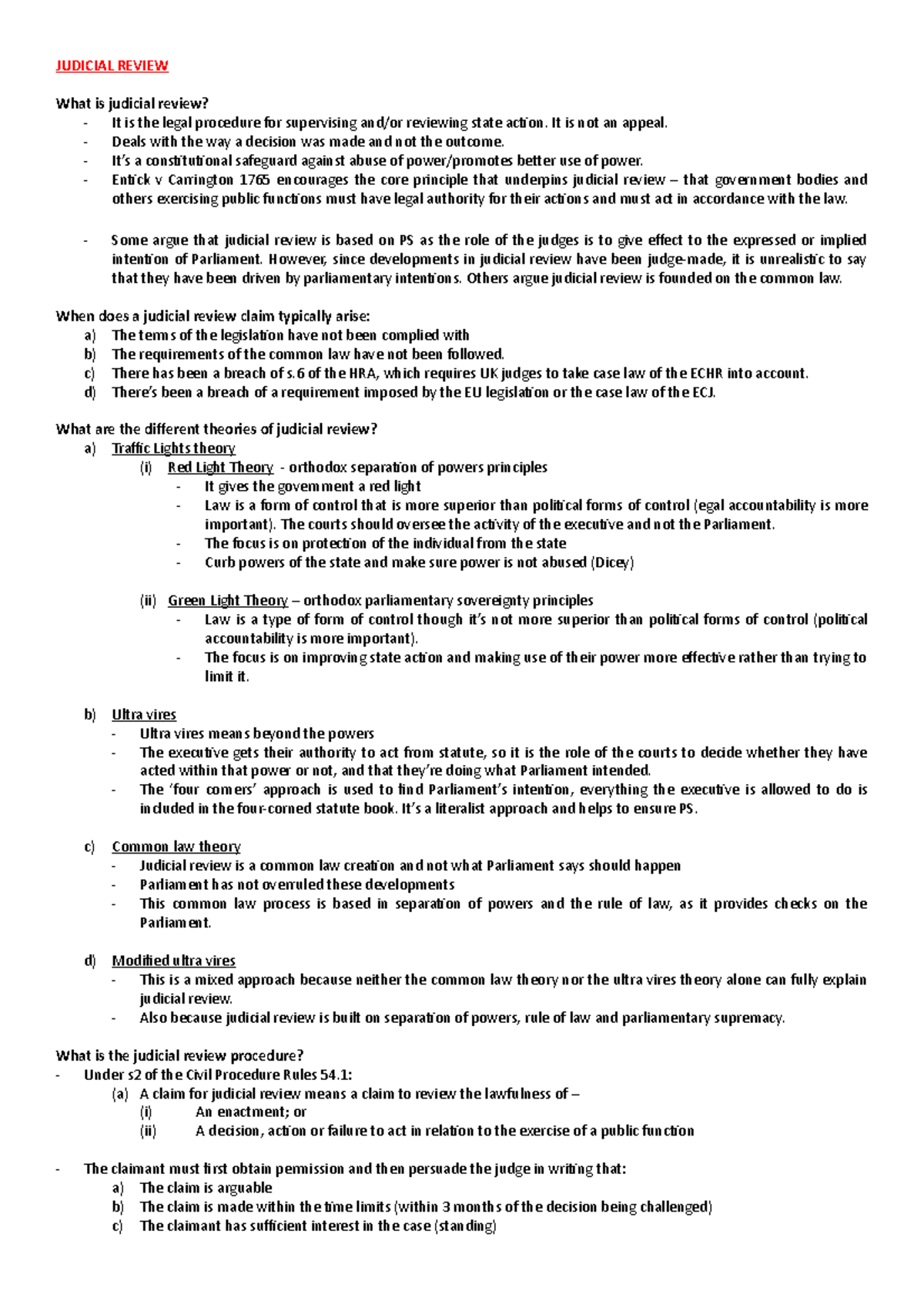 Judicial Review: Key Concepts and Procedures Explained (ALL!) - Studocu