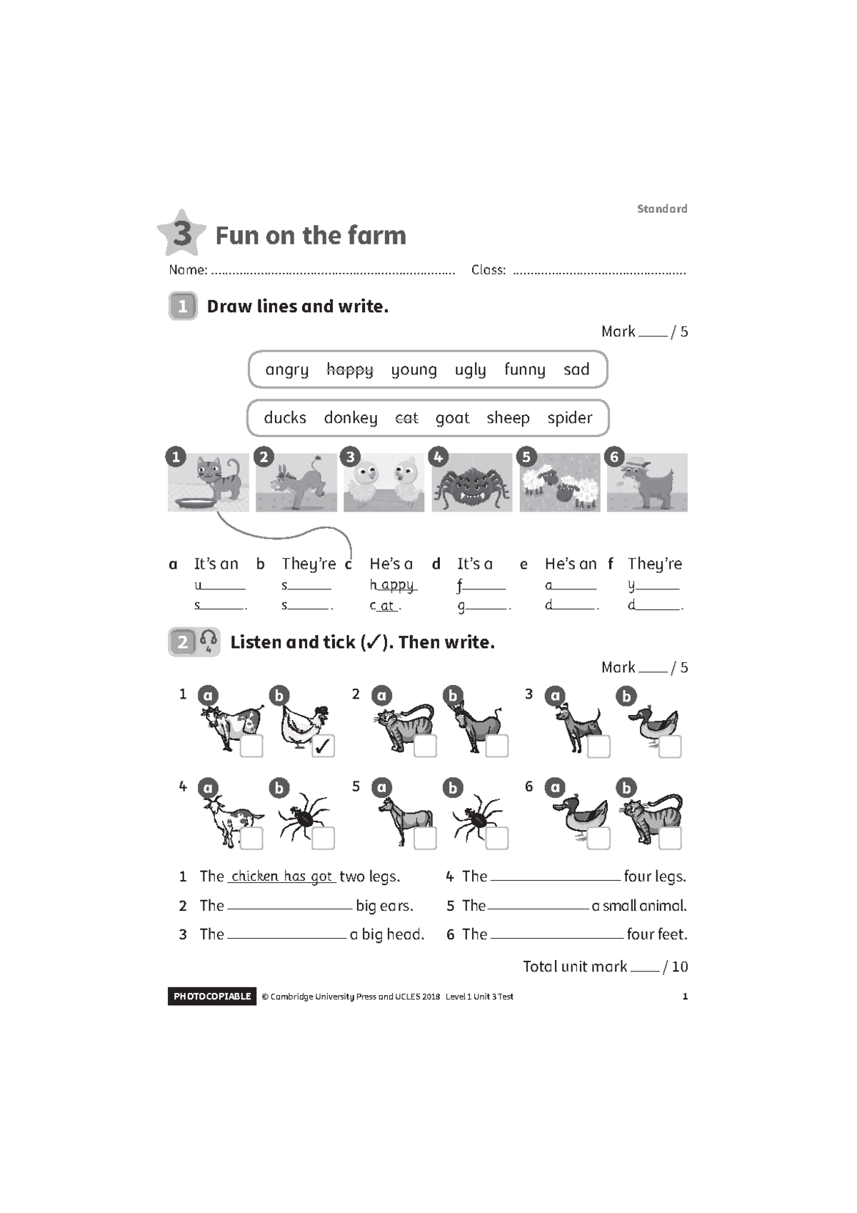 PU1-UT-U3S - Fun on the Farm Activity for Level 1 - Studocu