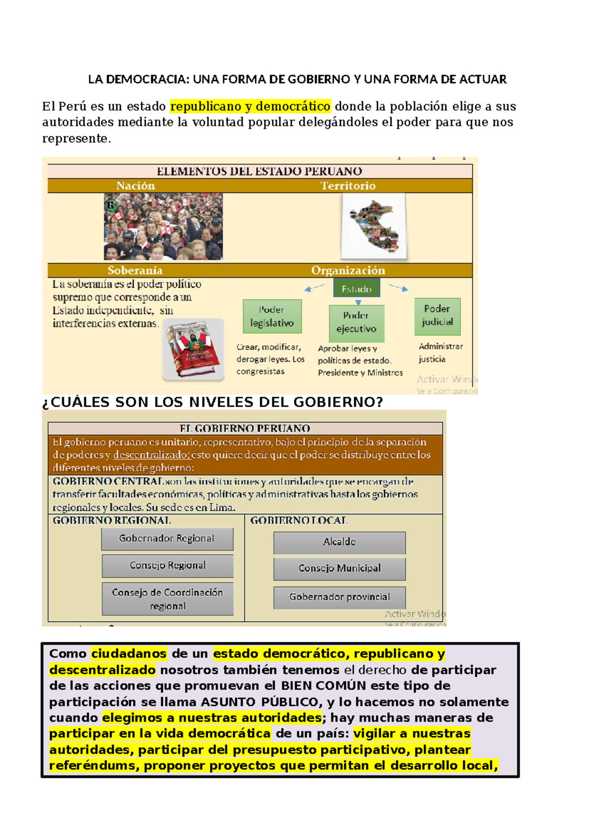 LA DEMOCRACIA EN EL PERÚ: NIVELES Y PRINCIPIOS DE GOBIERNO - Studocu