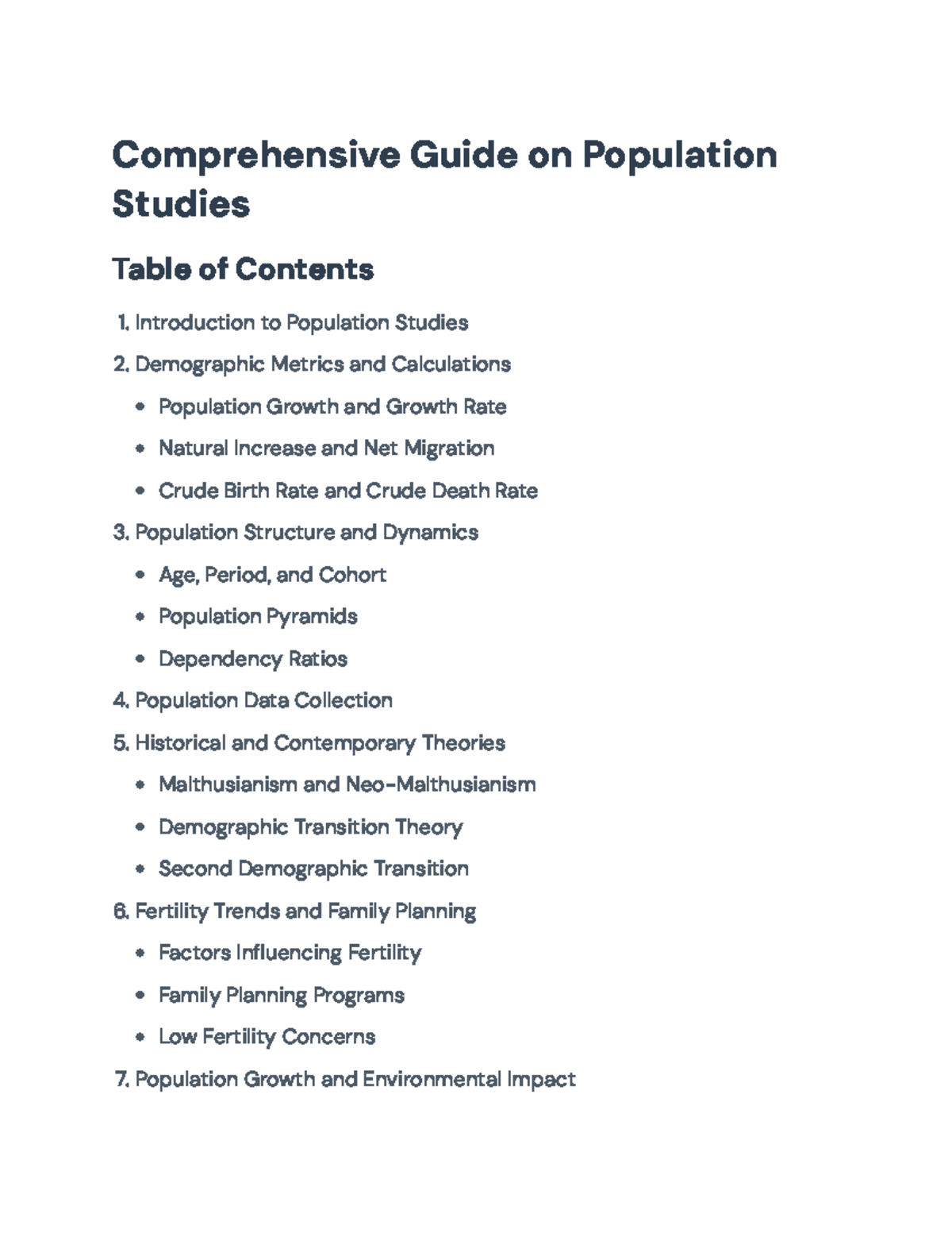 Comprehensive Guide to Population Studies: Metrics, Theories & Trends ...