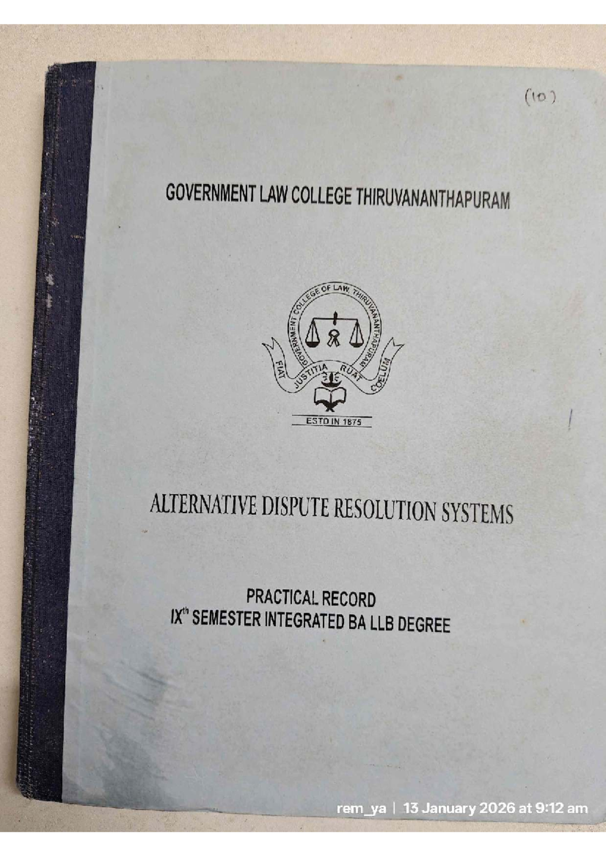Alternative Dispute Resolution (ADR) Practical Record - IX Sem BA LLB ...
