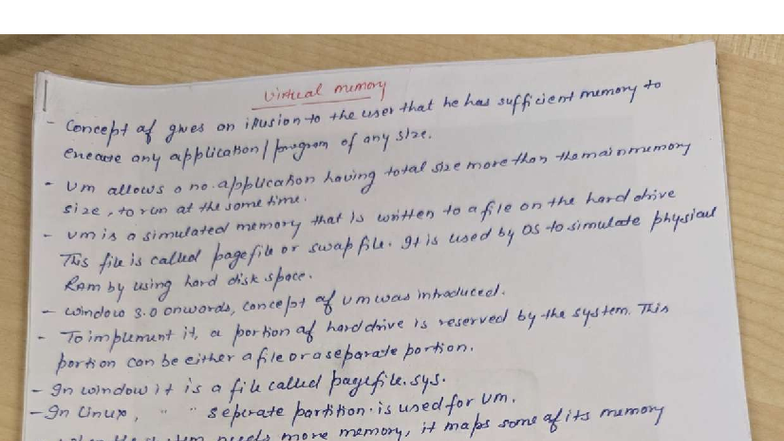 Memory Management Concepts - GRSS 6N Notes - Studocu