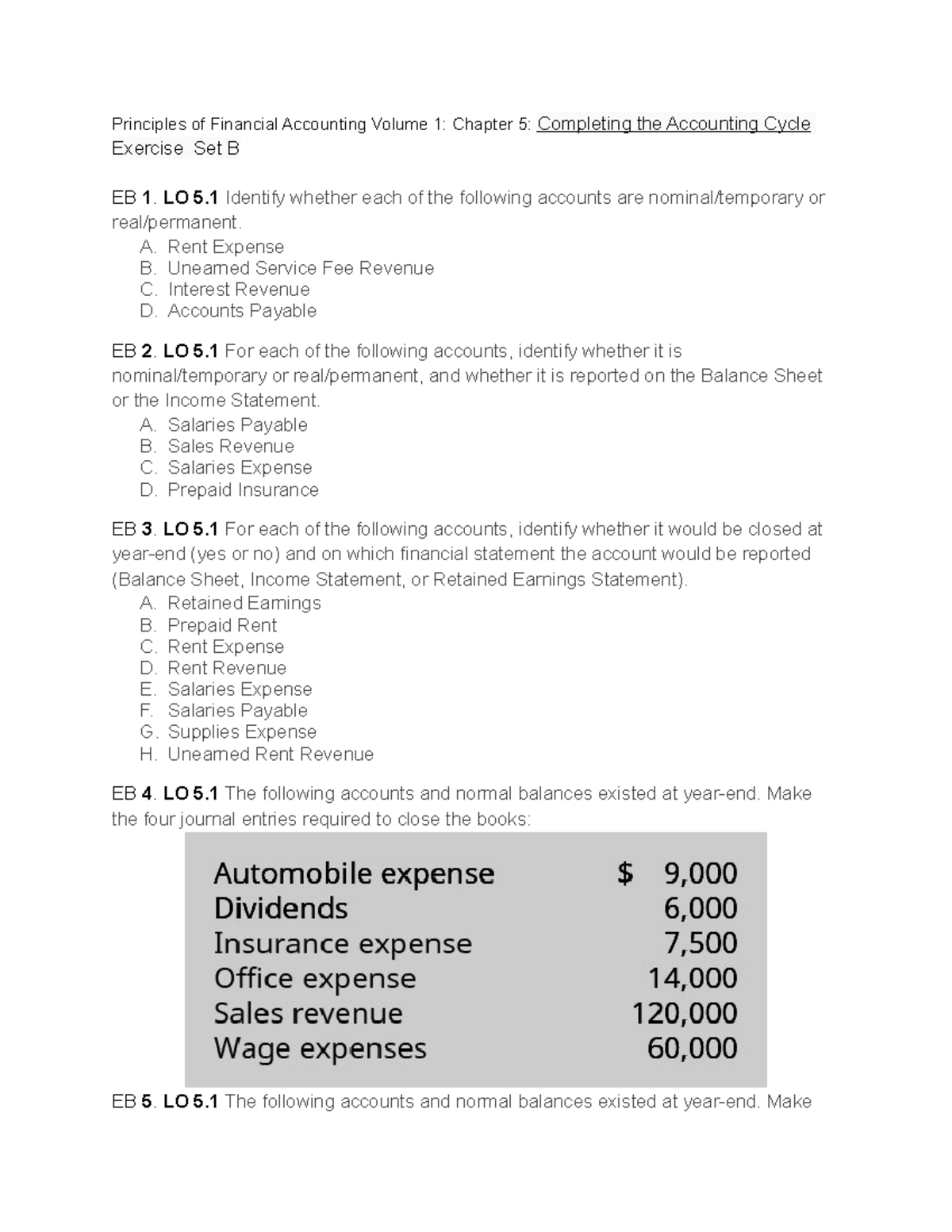 Principles of Financial Accounting Volume 1 Chapter 5 Accounting Cycle Exercises - Studocu