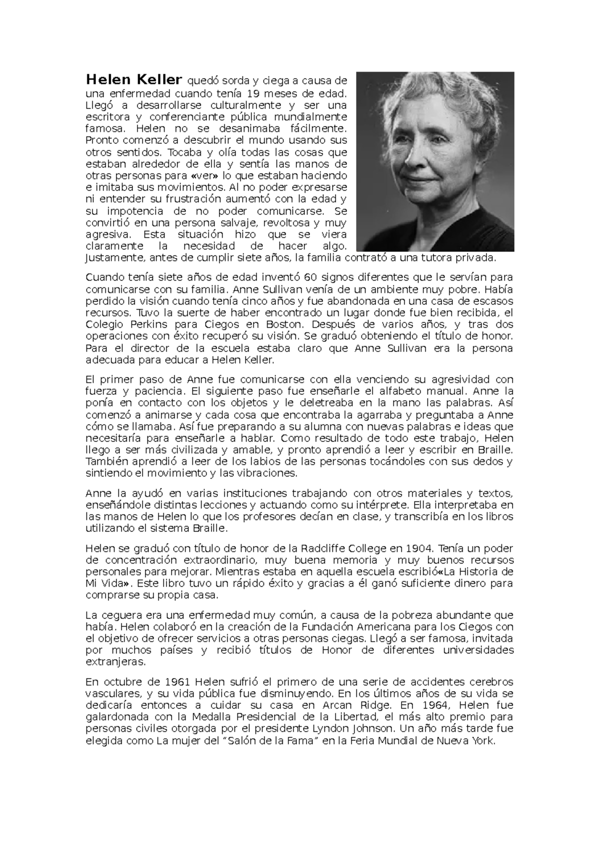 Biografías de Resiliencia: Helen Keller y Bethany Hamilton - Studocu