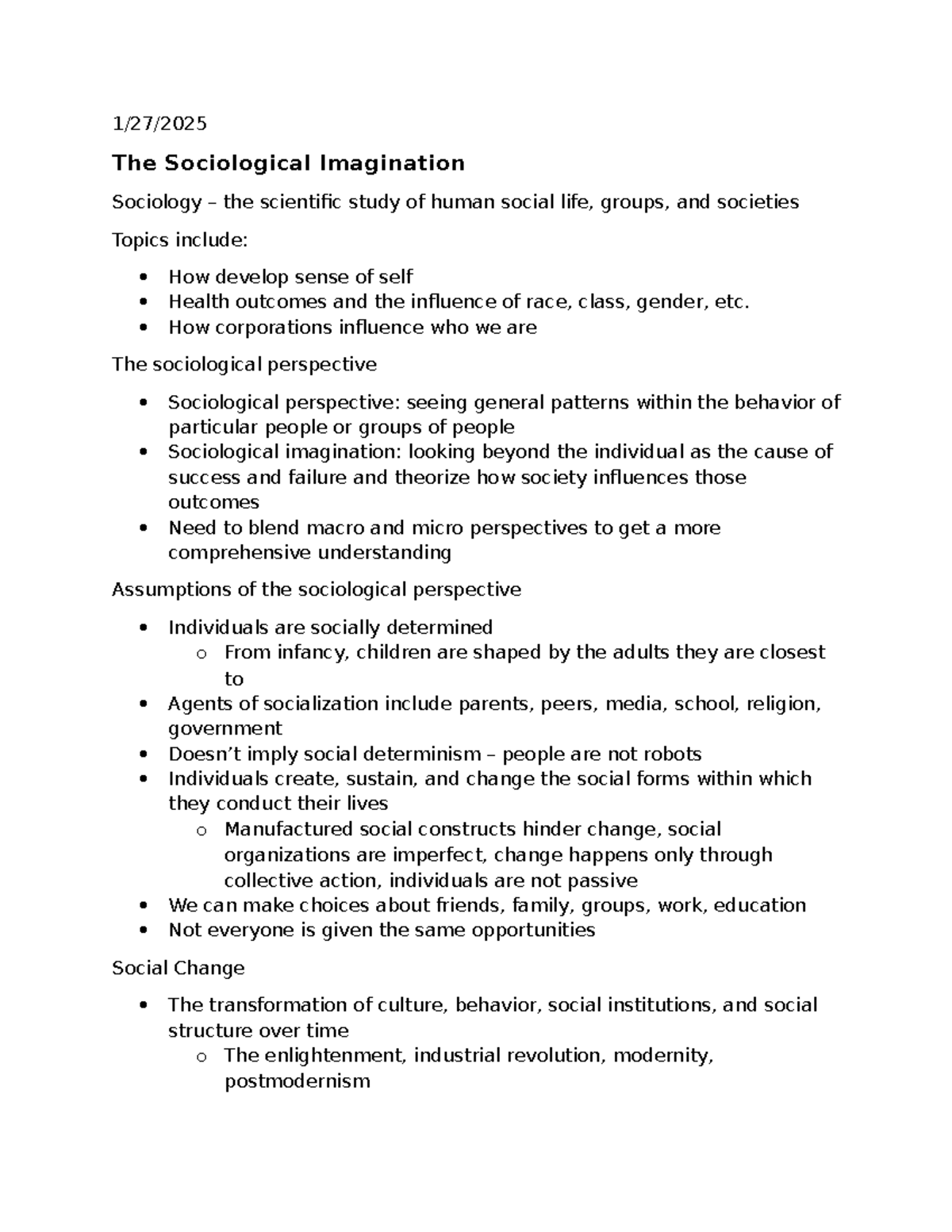 SOC 100: Understanding the Sociological Imagination and Social Forces ...