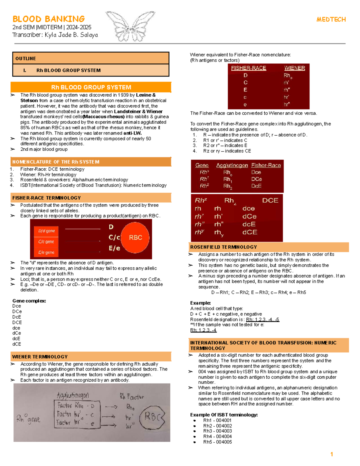 Rh Blood Group System - MedTech 2nd Sem Lecture Notes - Studocu