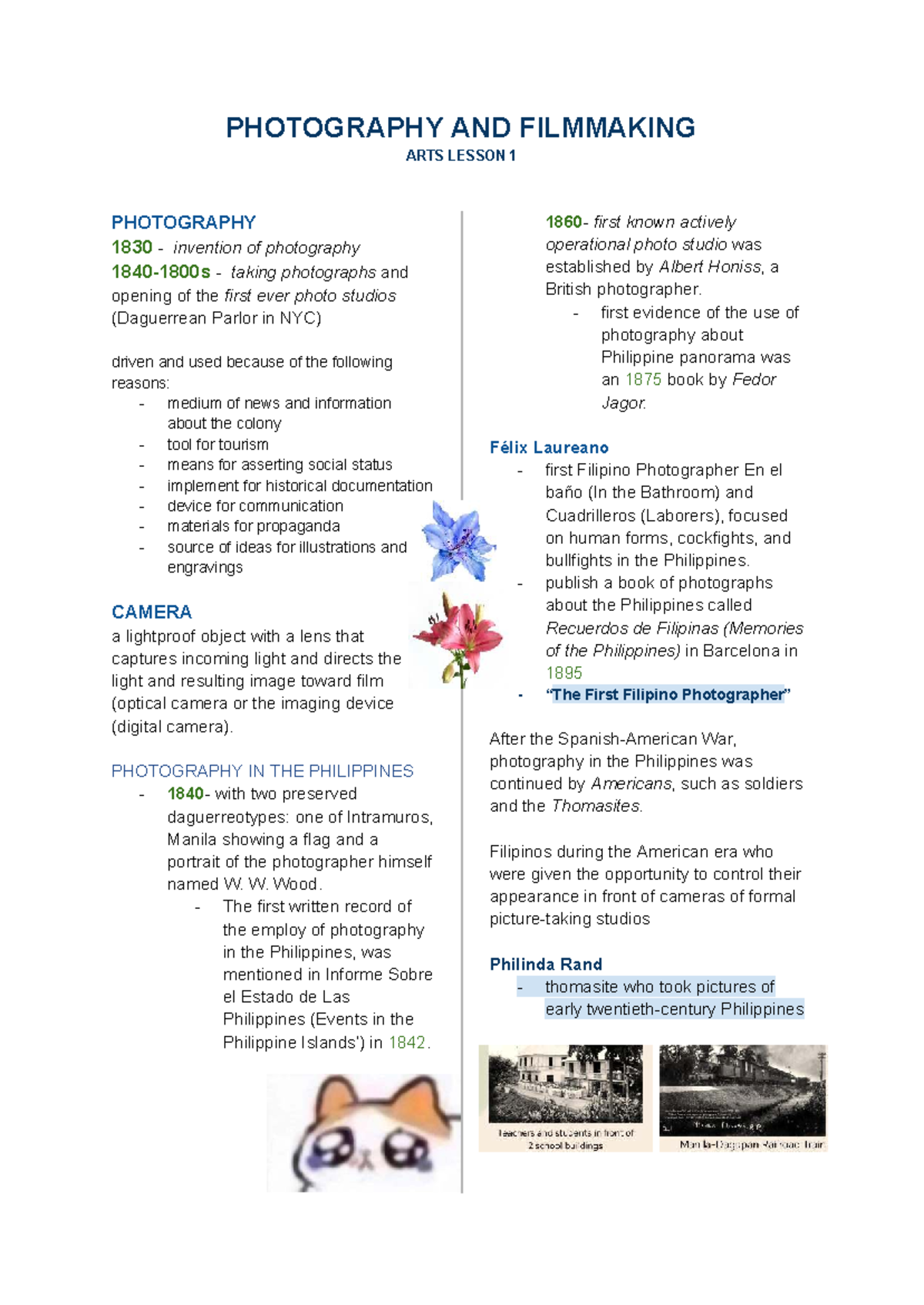 PHOTOGRAPHY AND FILMMAKING ARTS LESSON 1-2-3 Overview - Studocu