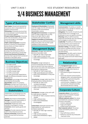 UNIT 3/4 Business Management Comprehensive Notes - GLOSSARY DEFINITIONS ...