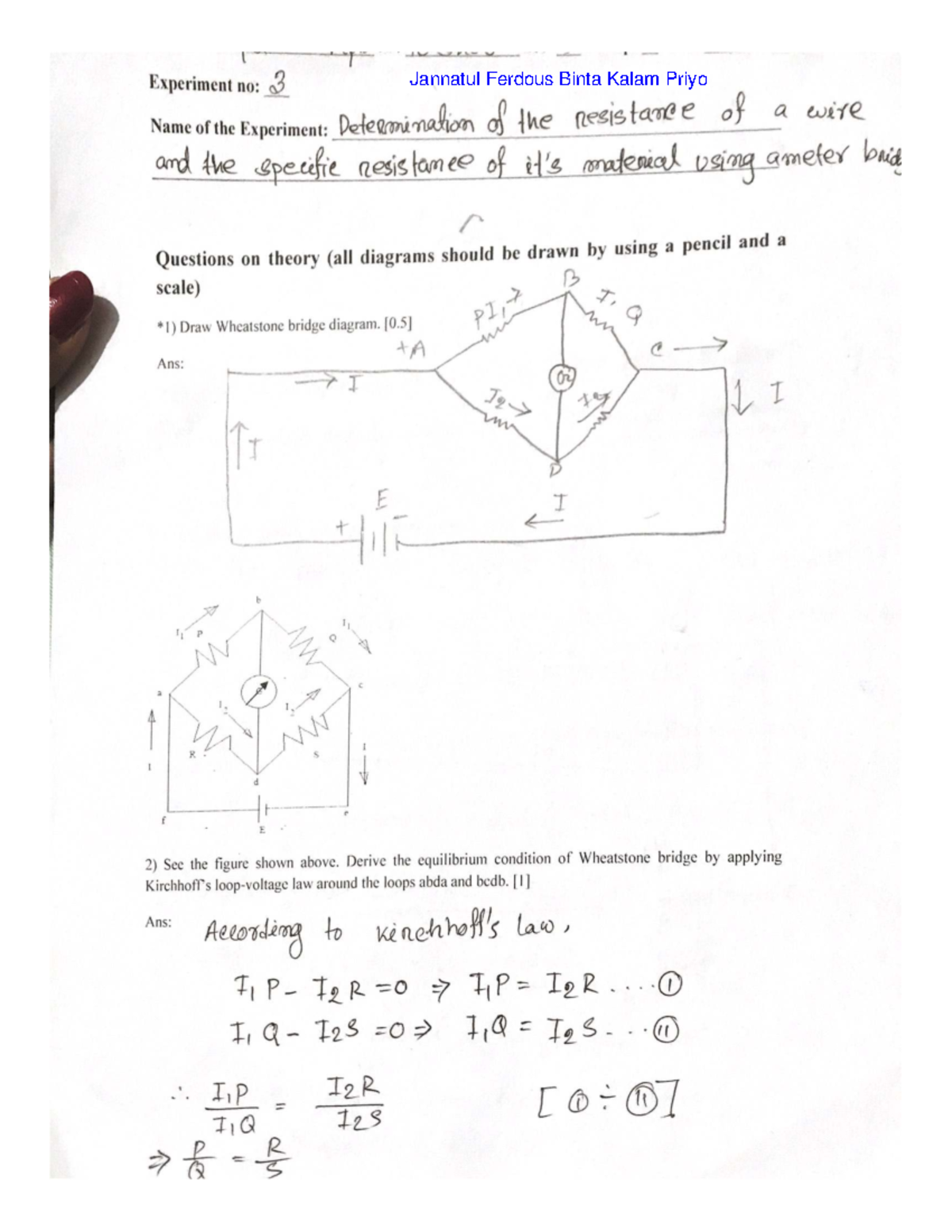 Experiment-3: Determining Wire Resistance & Specific Resistance - Studocu