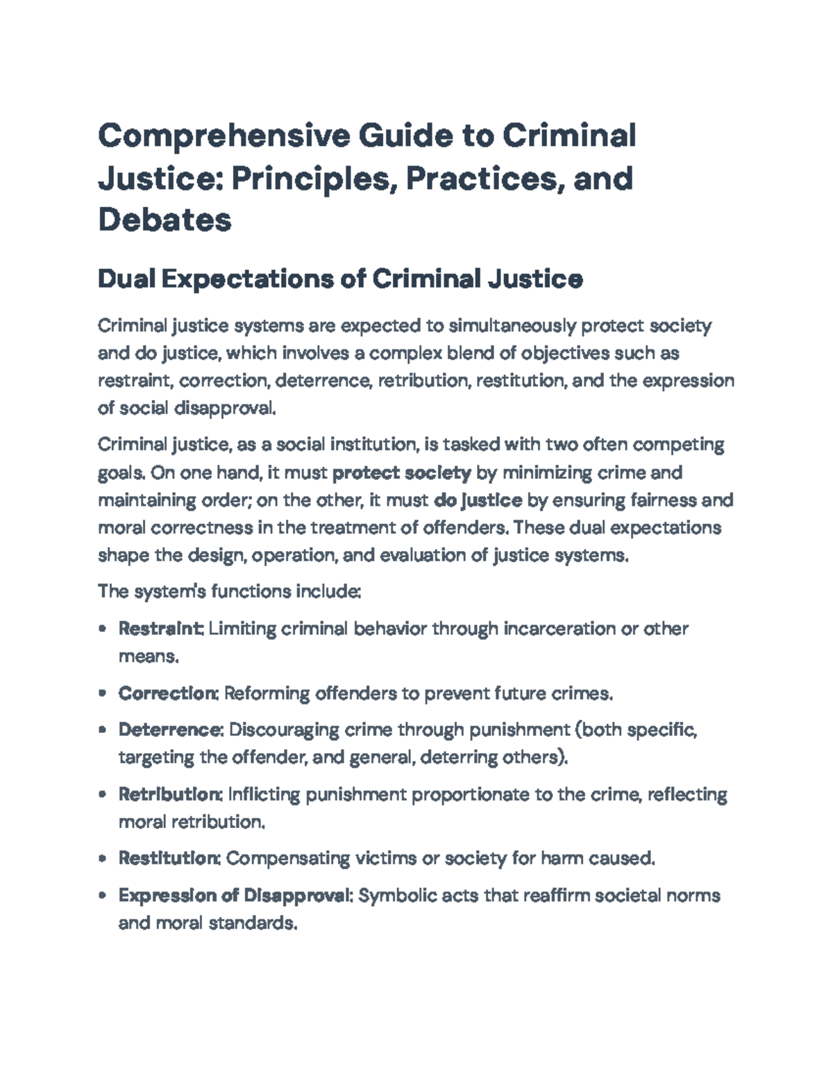 Comprehensive Guide to Criminal Justice: Principles & Practices ...