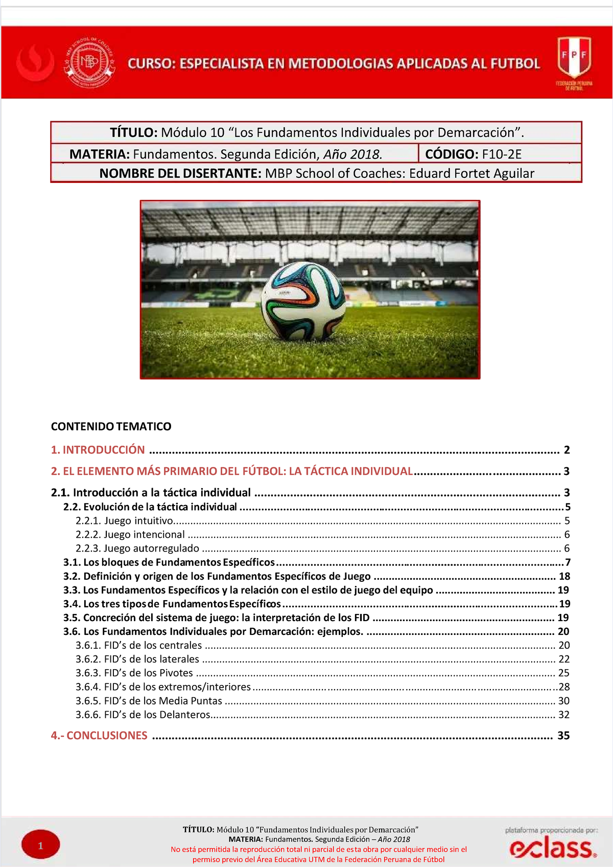 Módulo 10 - Fundamentos Individuales por Demarcación (F10-2E) - Studocu