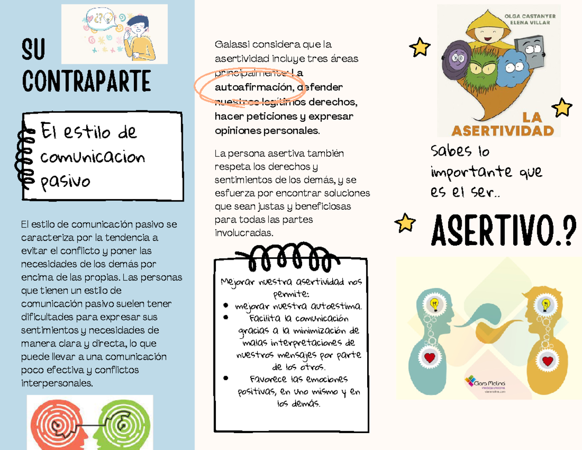 Folleto sobre Comunicación Asertiva y Mejoramiento Personal - Studocu