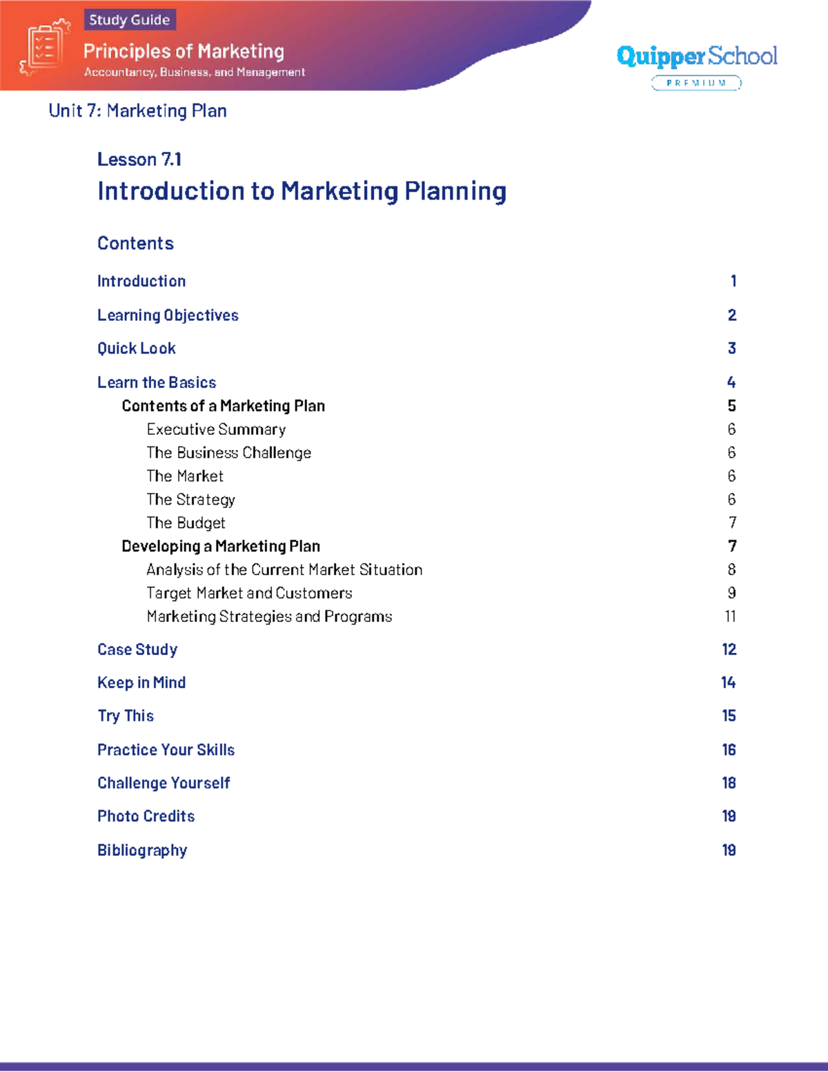 Unit 7: Marketing Plan - Lesson 7.1 Overview of Marketing Planning ...