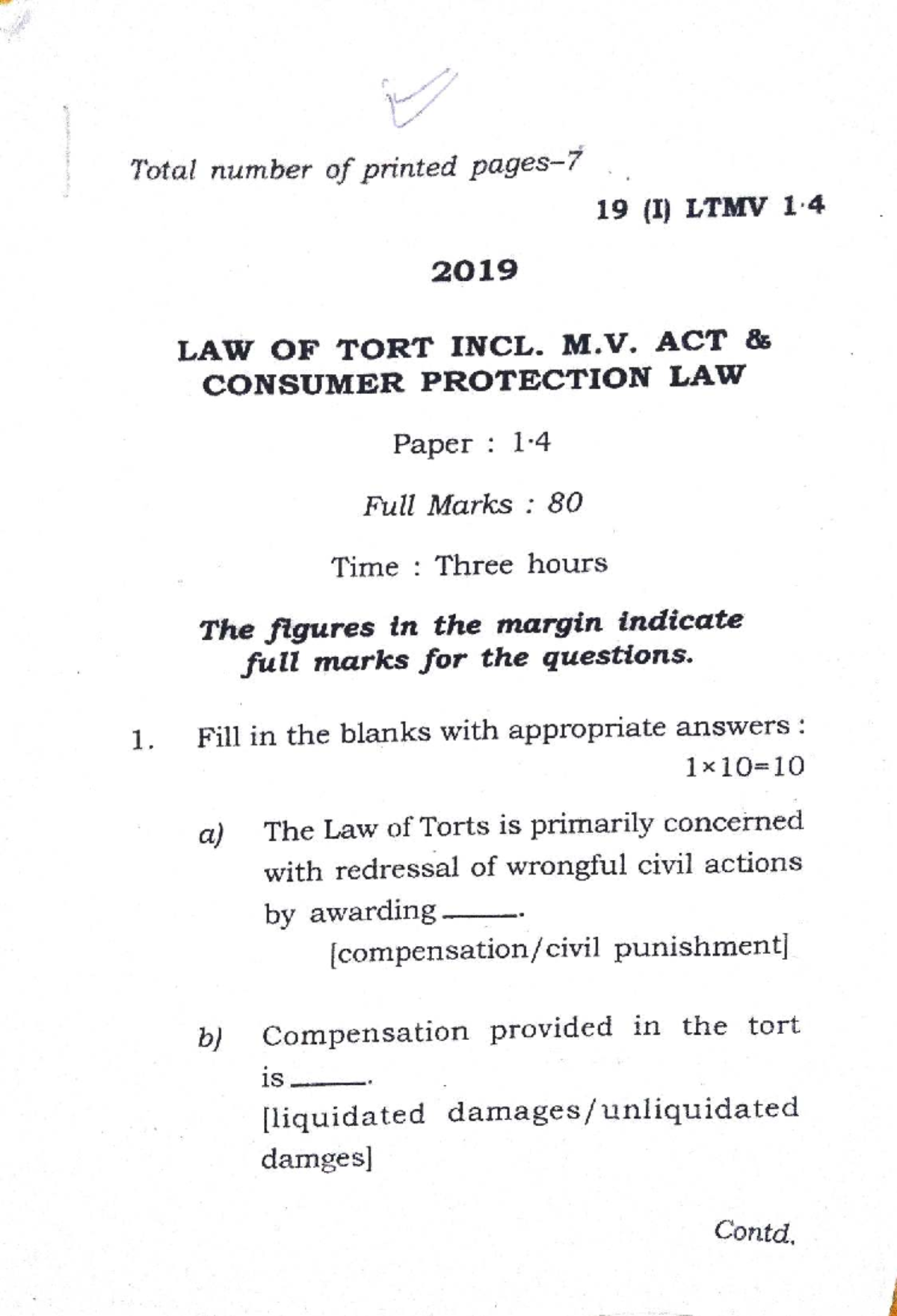Law of Tort Including M.V. Act and Consumer Protection Law - Study ...