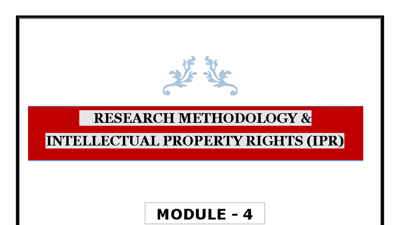 RM&IPR Module 4: Overview of Copyrights and Related Rights - Studocu