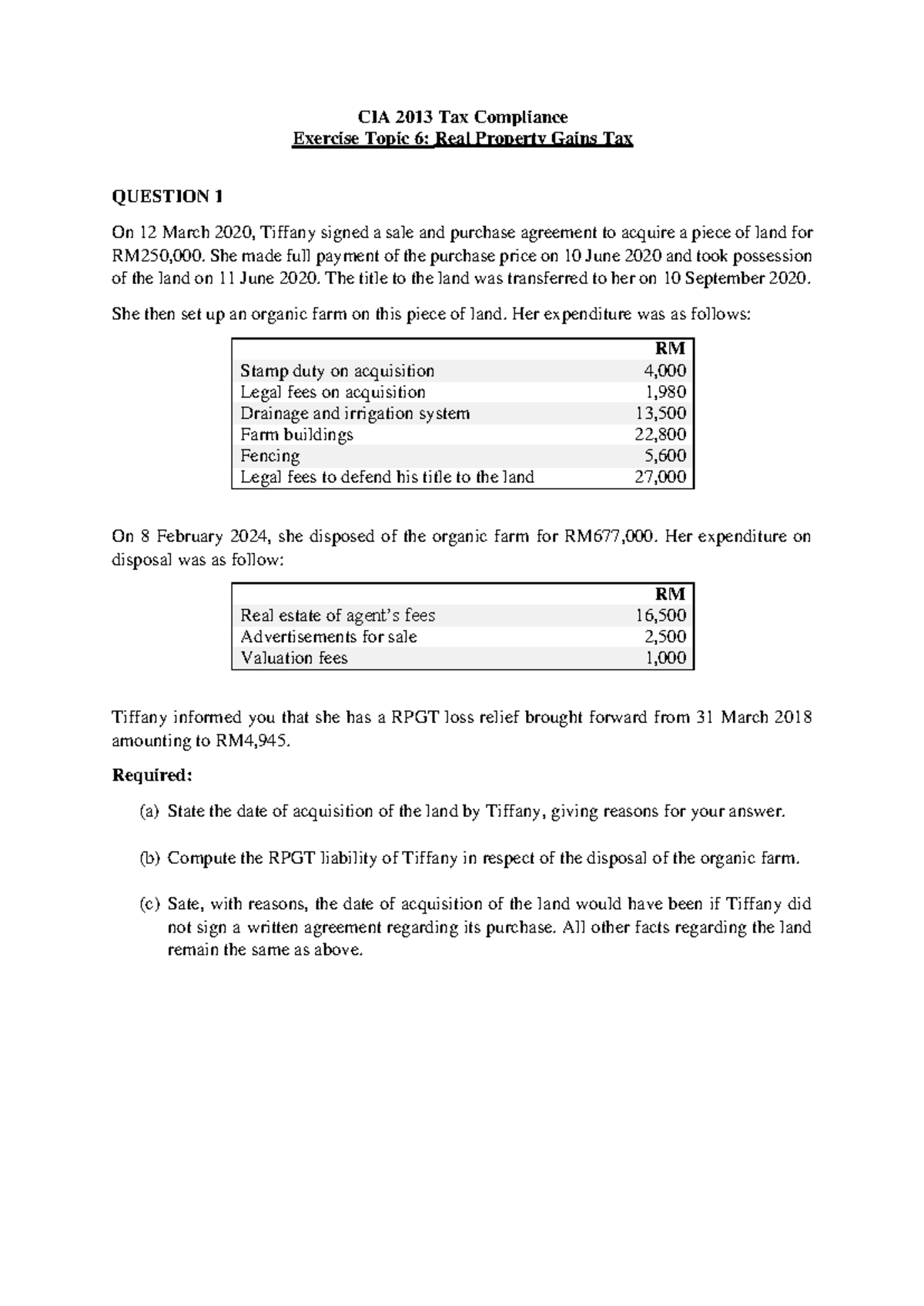 CIA 2013 Tax Compliance Exercise: RPGT Calculation Notes for Topic 6 ...