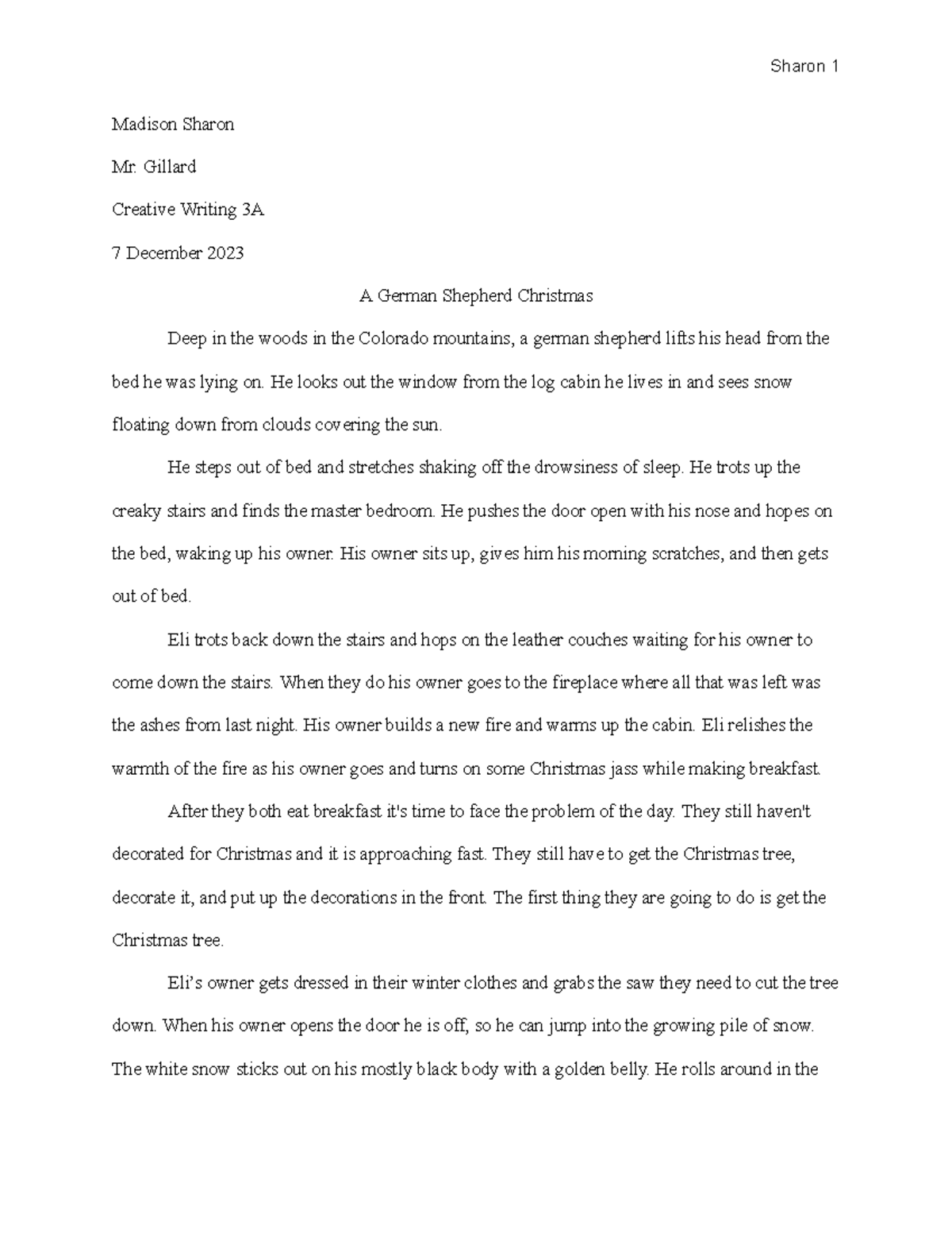 Creative Writing 3A: A German Shepherd's Magical Christmas Story - Studocu