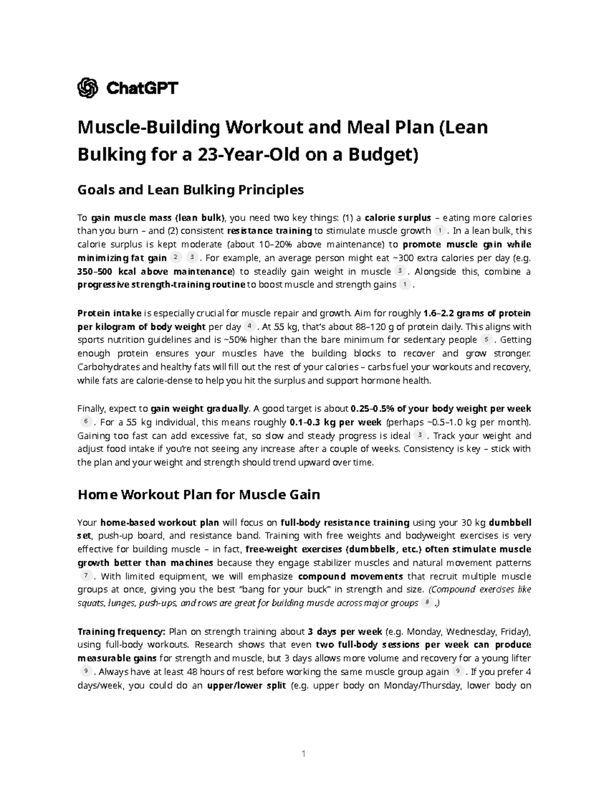 Muscle-Building Workout & Meal Plan (Lean Bulking for a Budget) - Studocu