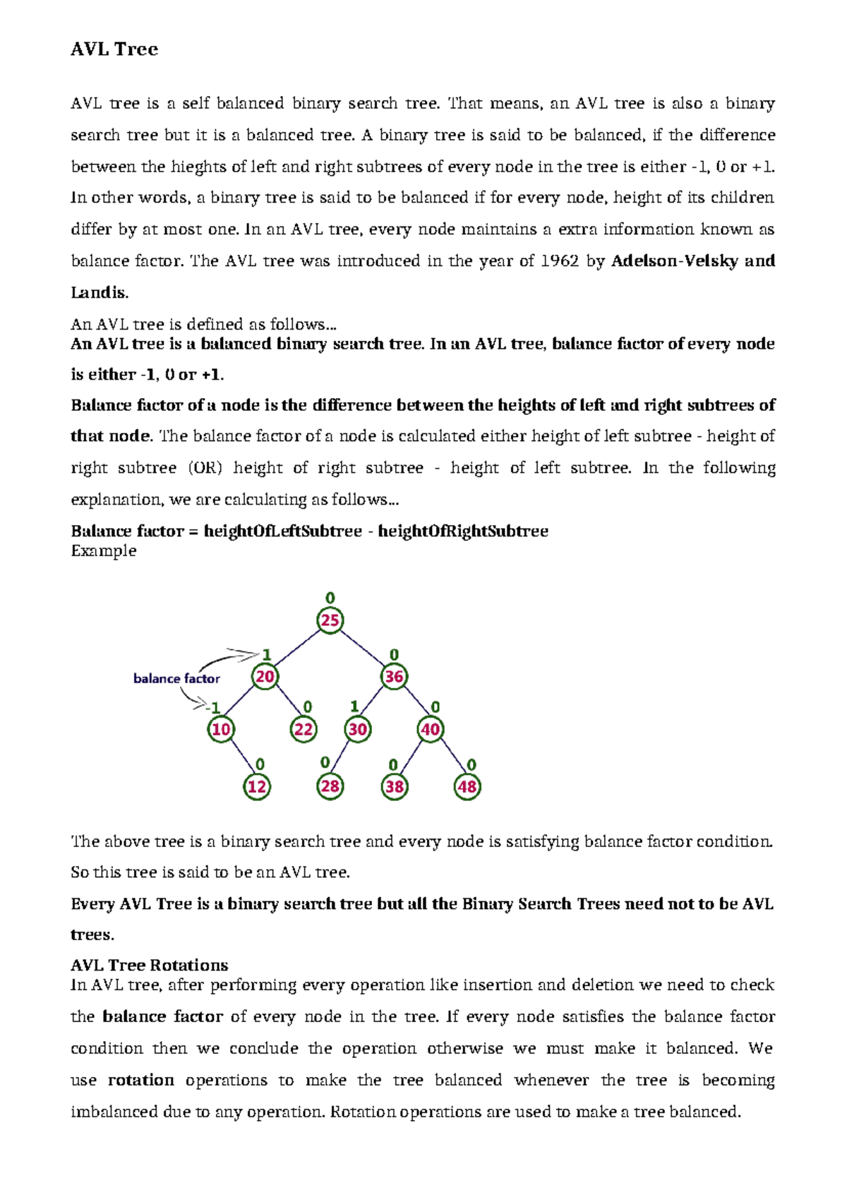AVL Trees: Understanding Properties, Rotations, and Operations - Studocu
