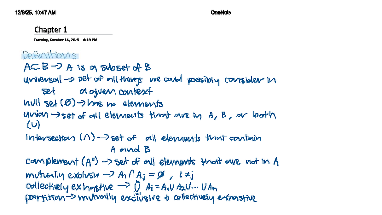 Probability Concepts and Definitions - Chapter 1 Notes (Course Code ...