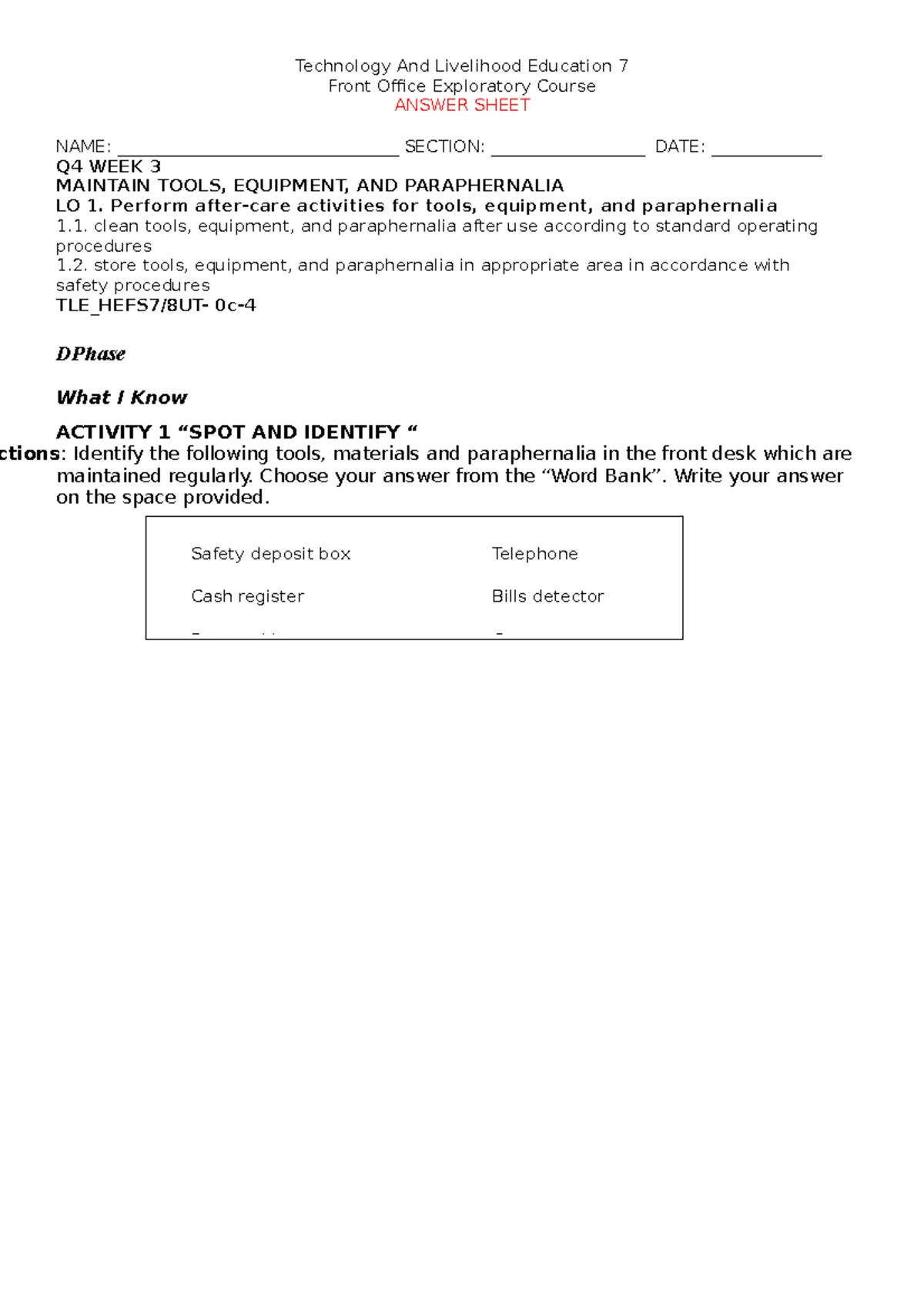 Carpentry 8 Learning Activity Sheet: Tools & Measurements Overview ...