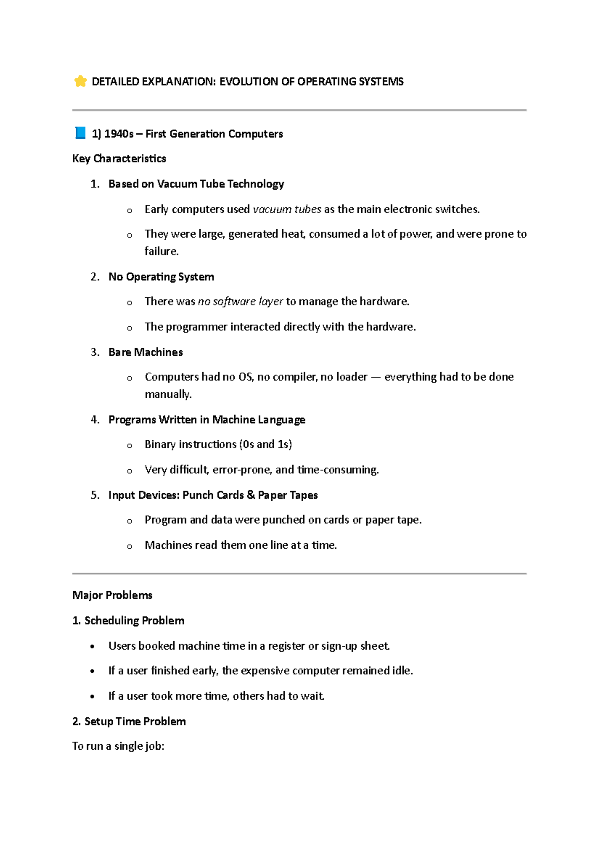 Evolution of Operating Systems: From 1940s to Modern Era - Studocu