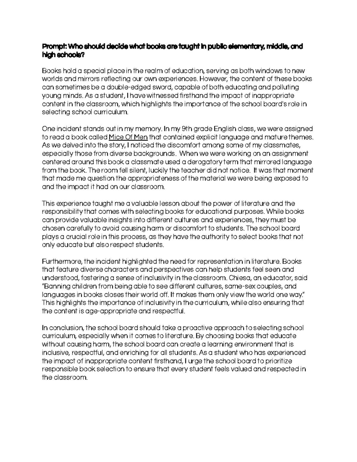 College Essay - The Role of School Boards in Book Selection - Studocu