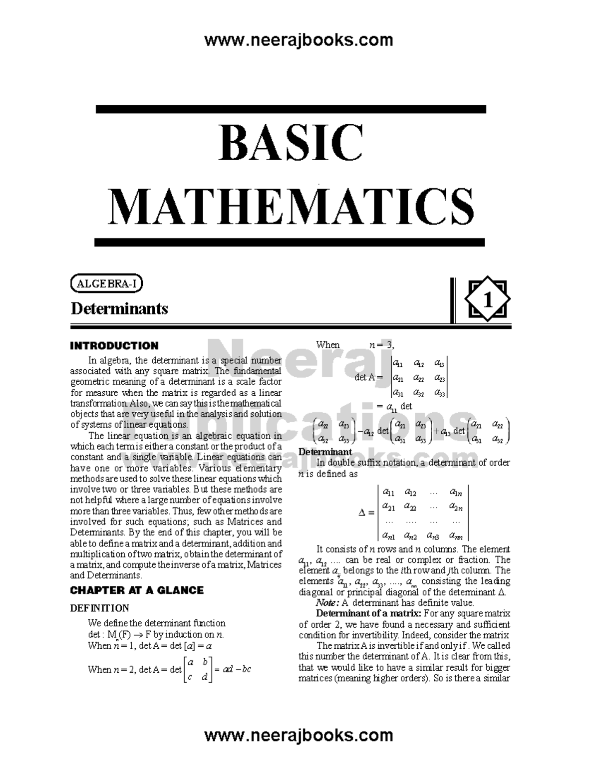 BCS012 Basic Mathematics: Understanding Determinants and Matrices - Studocu