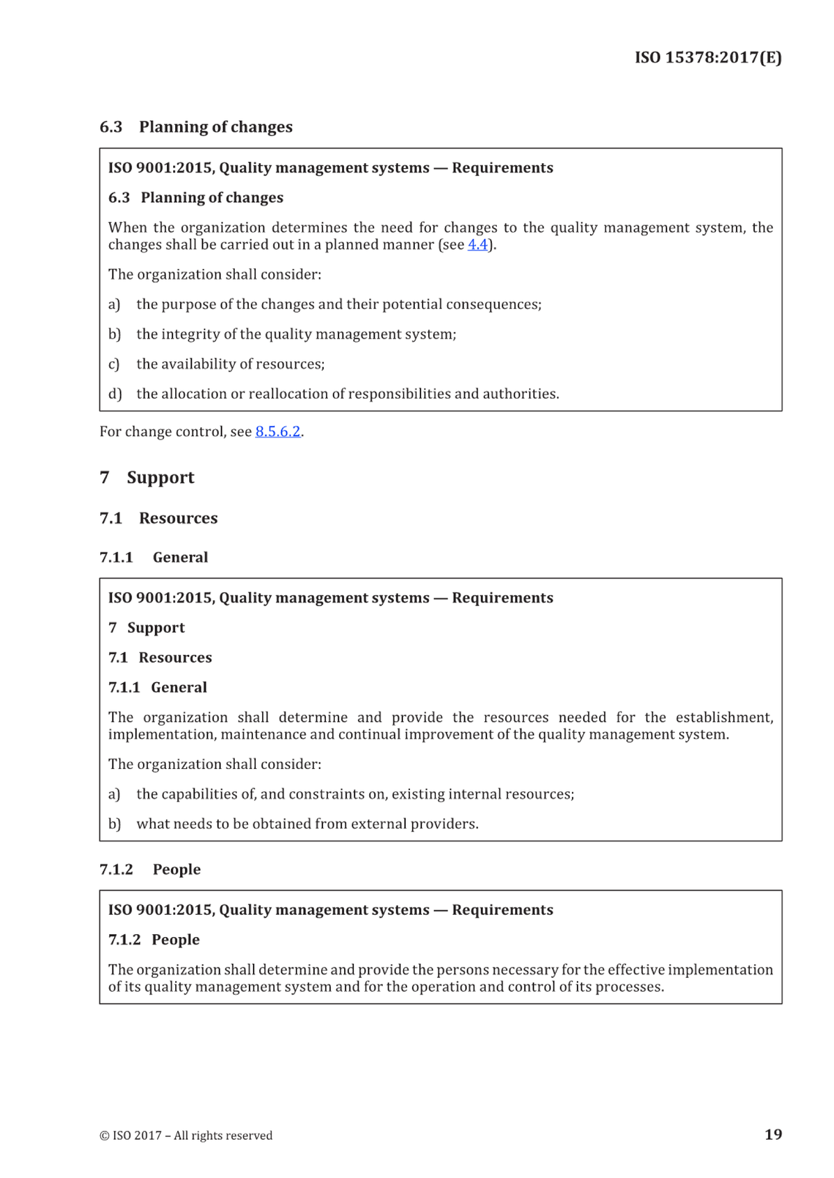 ISO 15378:2017(E) Quality Management System Changes Planning and ...