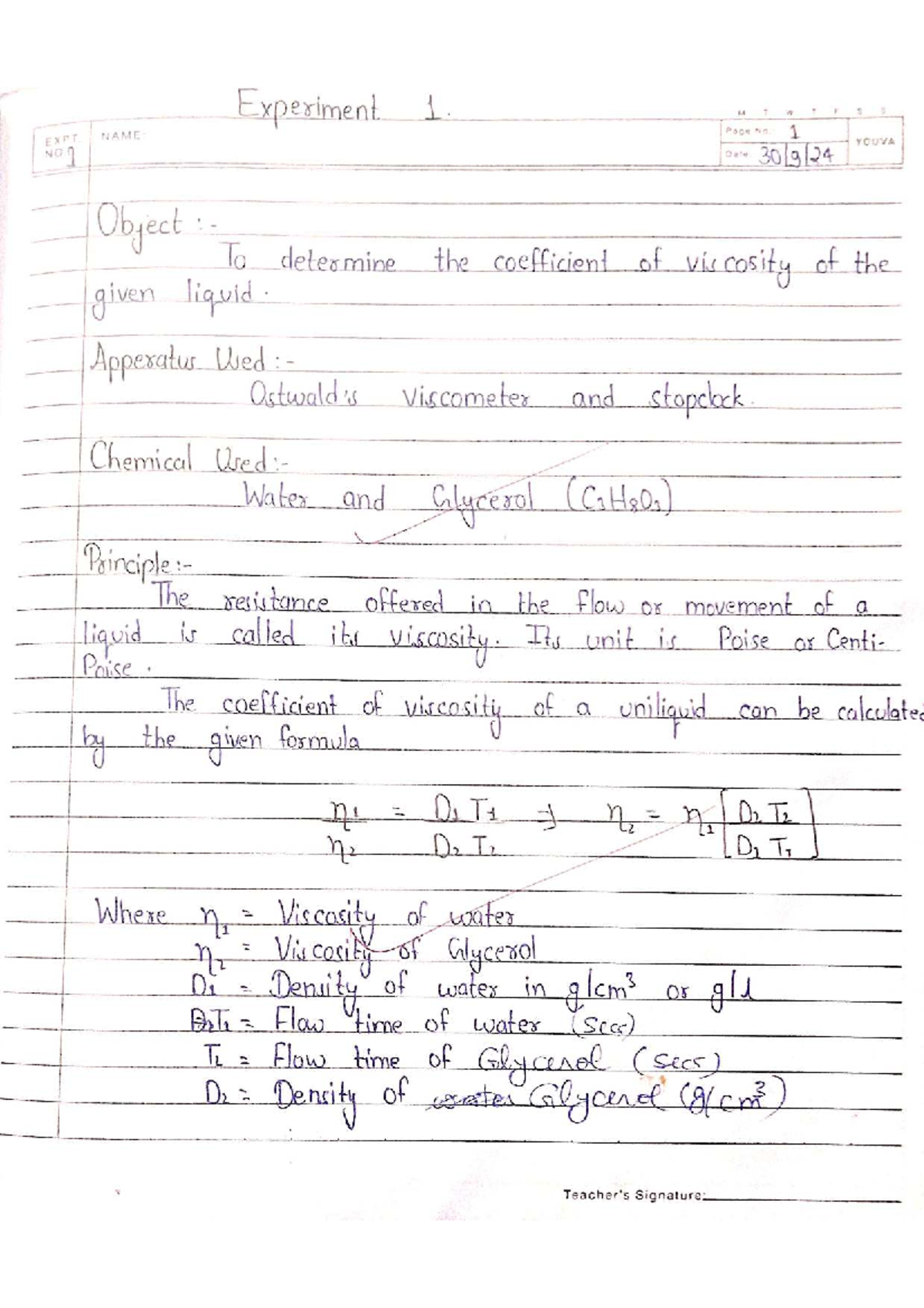 Chemistry Practical File: Viscosity, Hardness & Alkalinity Tests - Studocu