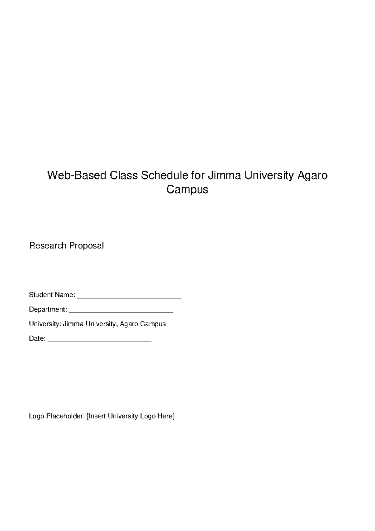 Web-Based Class Scheduling System Proposal for JU Agaro Campus - Studocu