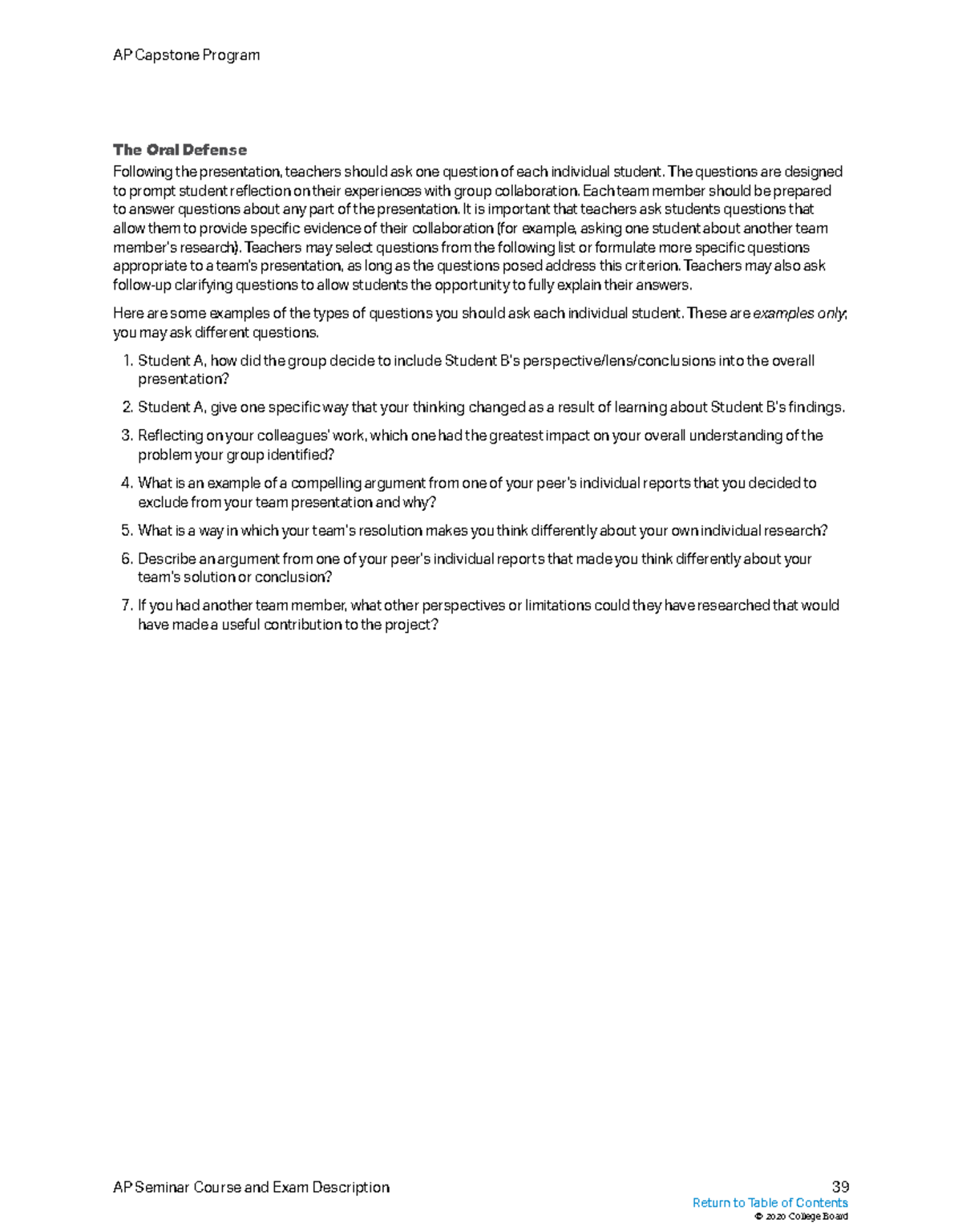 Oral Defense Questions for AP Seminar - PT1 Guide - Studocu