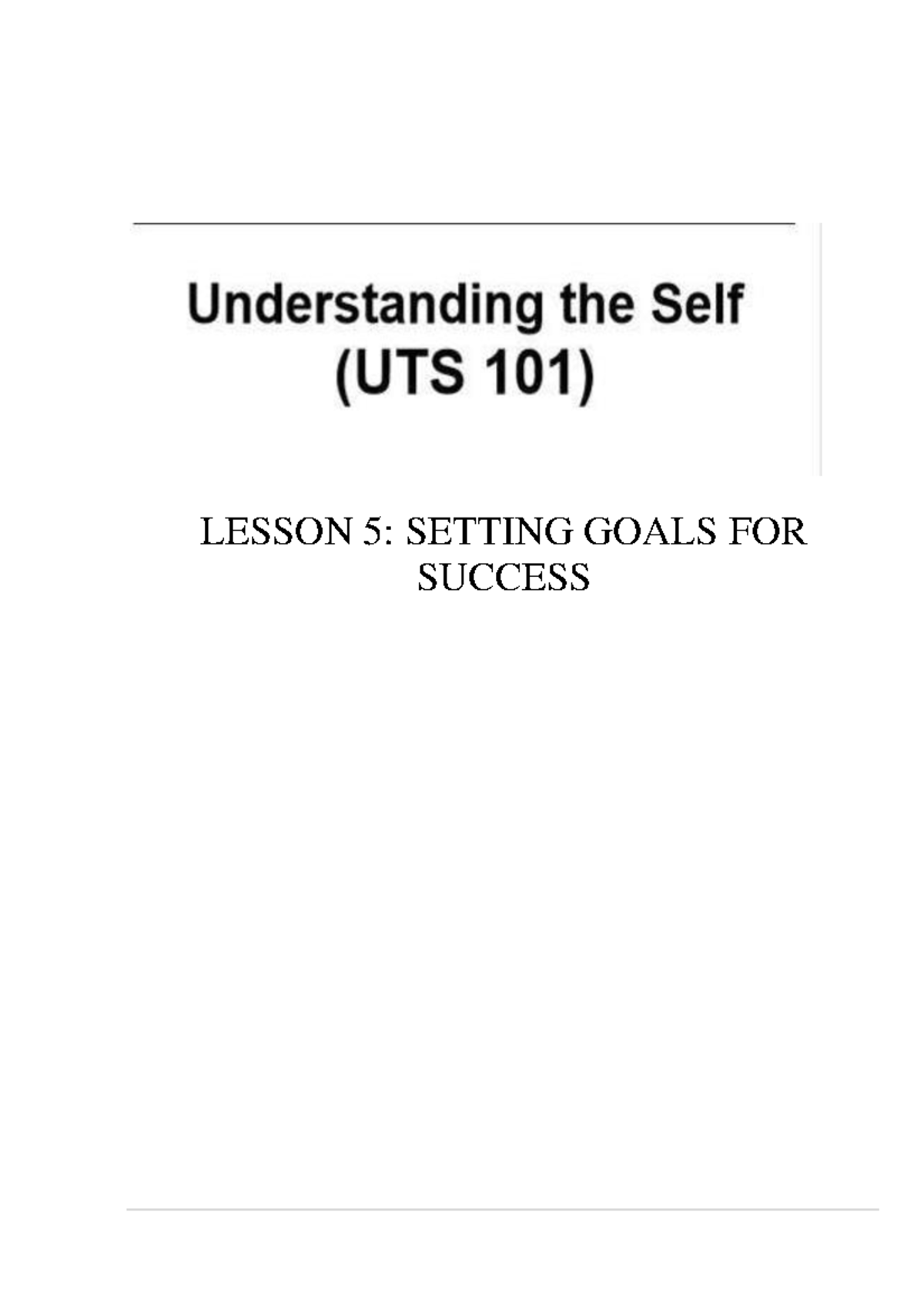 UTS L5 - Effective Goal Setting for Personal Success - Studocu