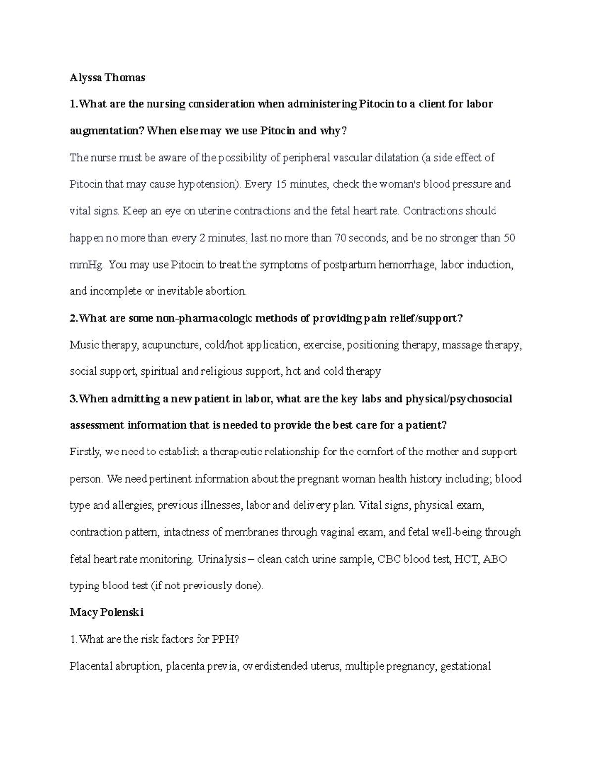 NR327 Simlab Questions for pediatric nursing for chamberlain college of ...