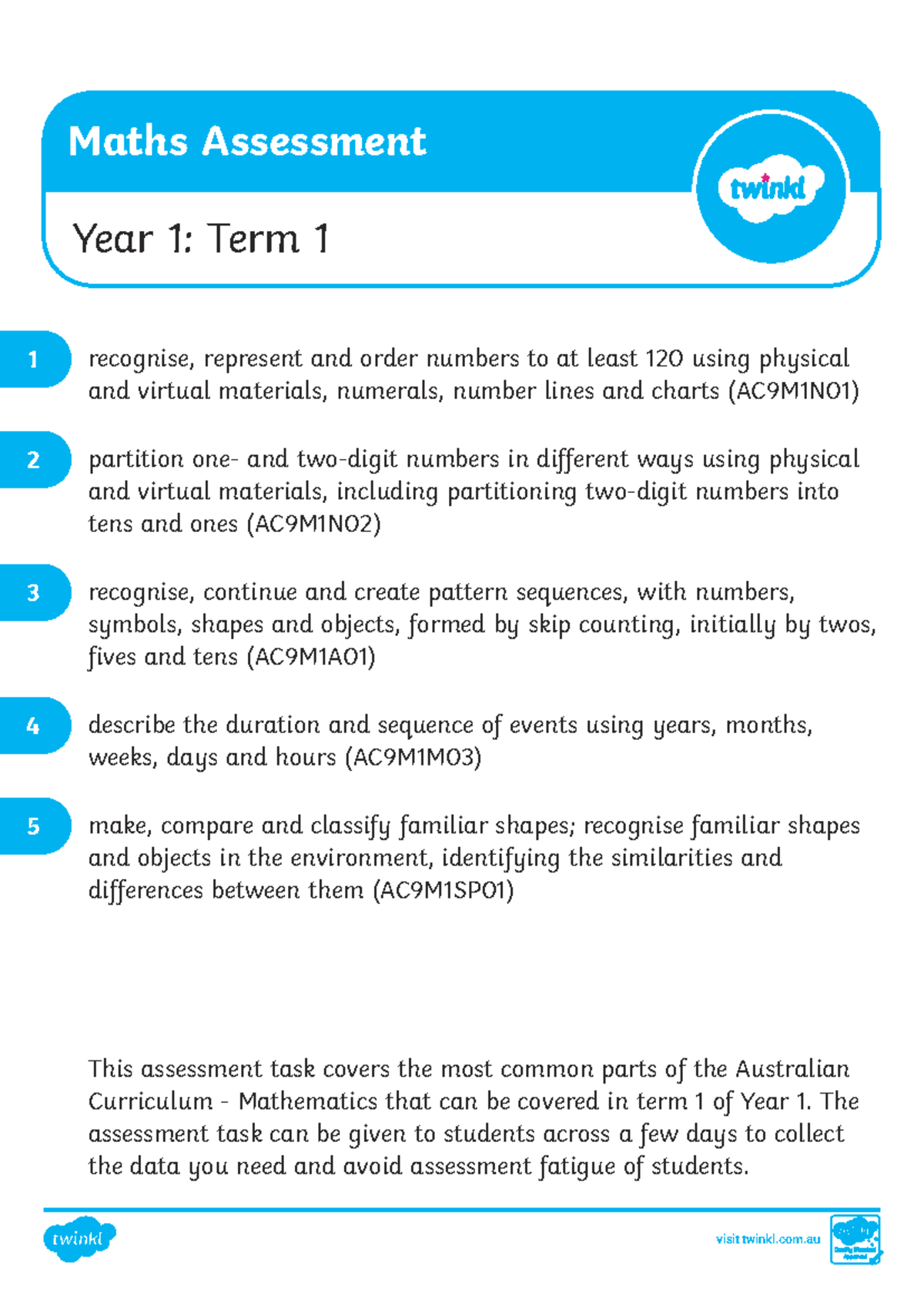 Year 1 Term 1 Maths Assessment - Year 1: Term 1ent Maths Assessment ...
