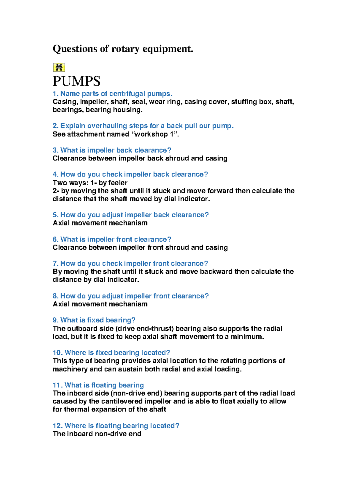 Centrifugal Pump Technical Q&A: PUMPS 101 - Studocu