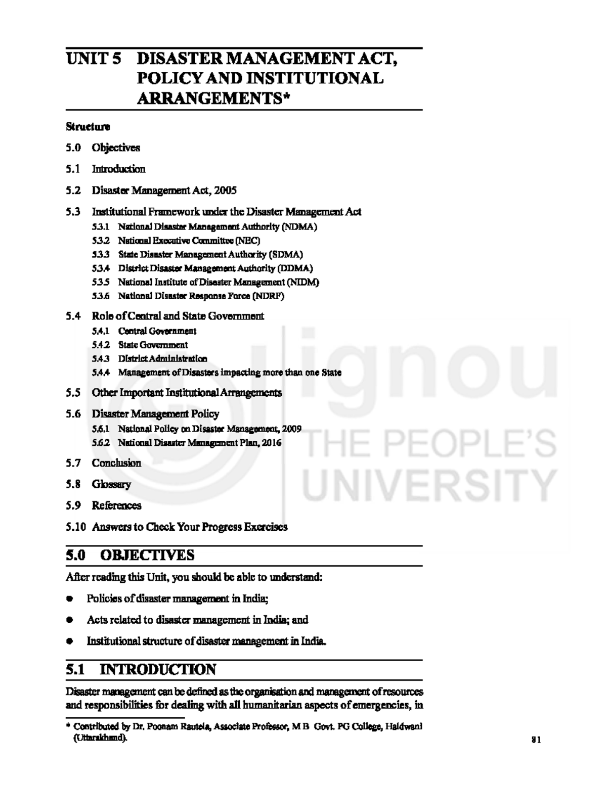 Disaster Management Act 2005: Policy and Institutional Framework ...