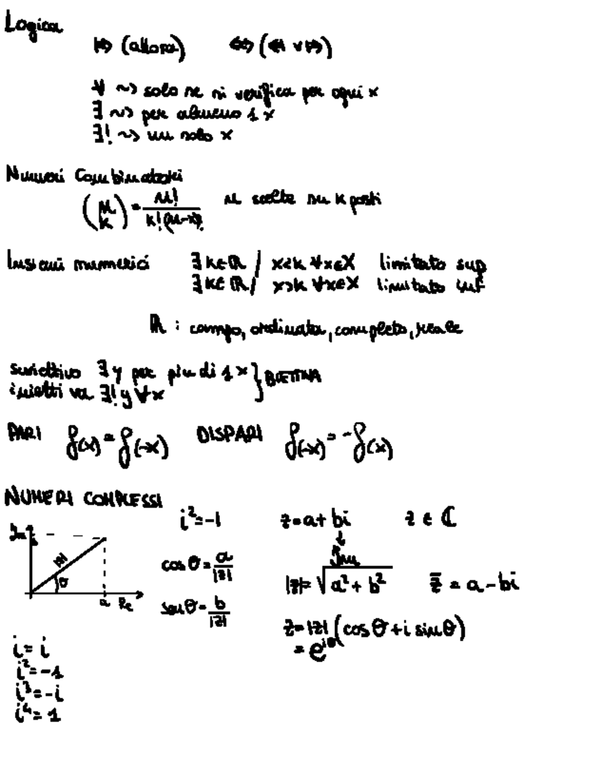 Schemi di Logica e Limiti Noti - Corso di Matematica 7 - Studocu