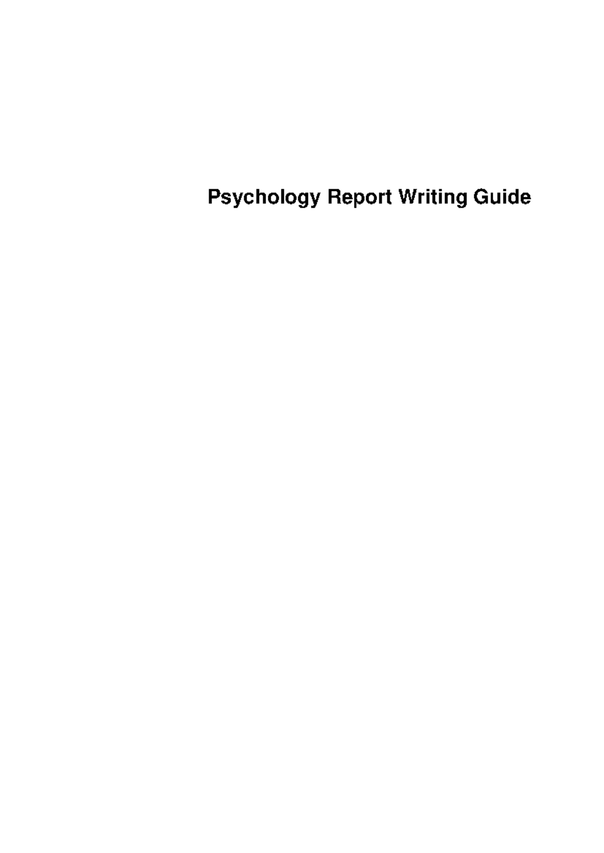 Psychology Report Writing Guide - Psychology Report Writing Guide ...