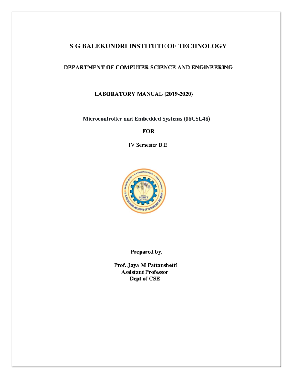 18CSL48-Lab Manual for Microcontroller & Embedded Systems - Studocu