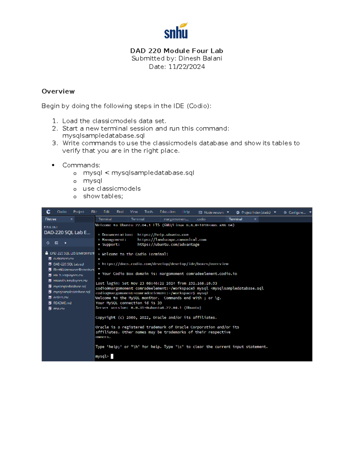 DAD 220 Module Four Lab: Exploring SQL Queries and Cardinality Relationships - Studocu