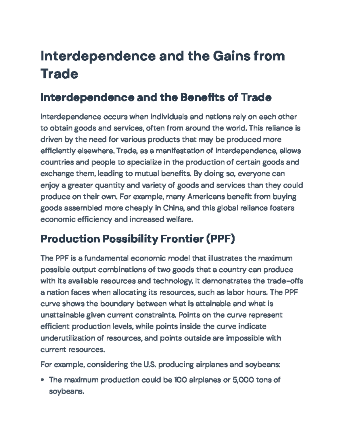Trade Interdependence and Economic Concepts: AD300 Theory Notes - Studocu