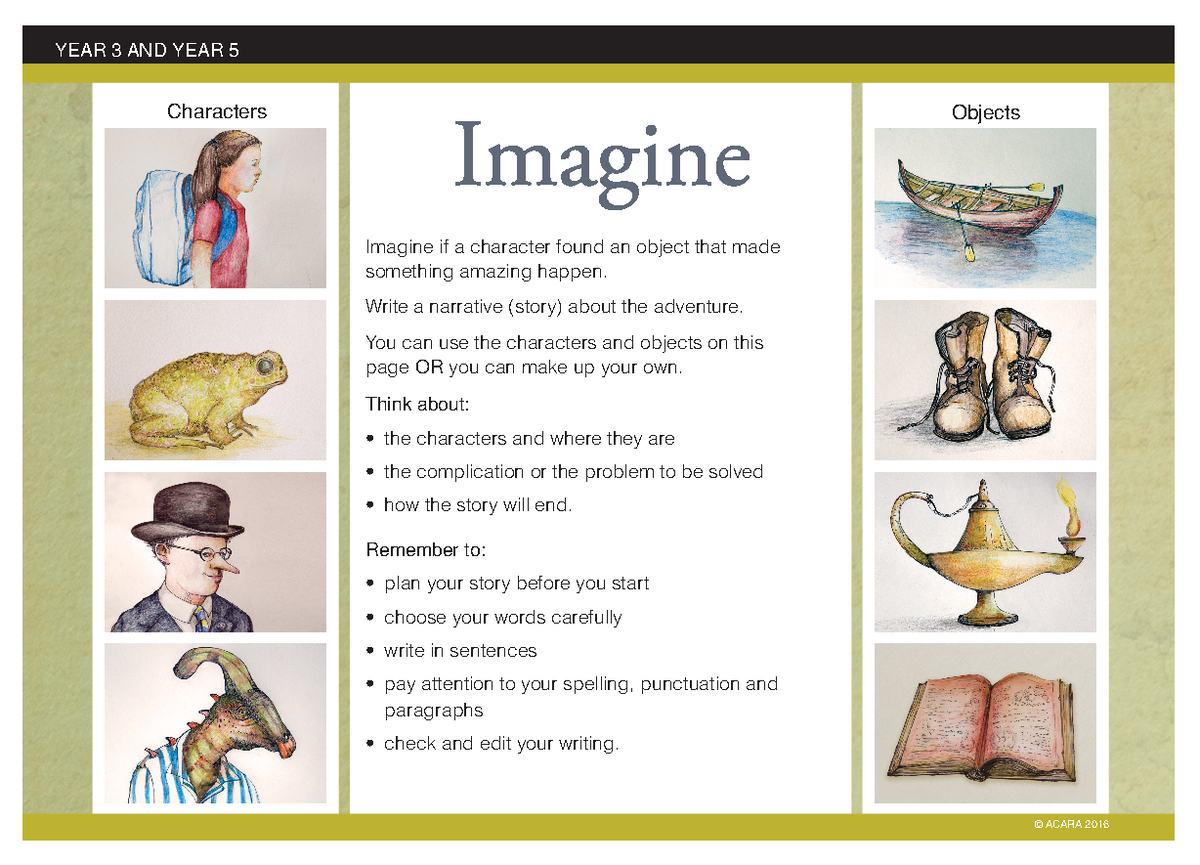 E1 naplan 2016 final test writing prompt imagine years 3 and 5 - MlO ...